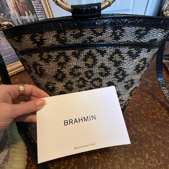 Brahmin | Bags | Brahmin Leopard Print Shoulder Bag With Black Accents ...